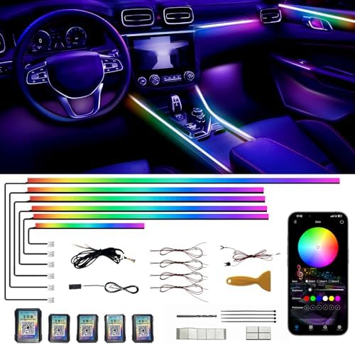 Amazon.com: Acrylic Interior Car LED Strip Lights, Colorful 18-in-1 Car ...