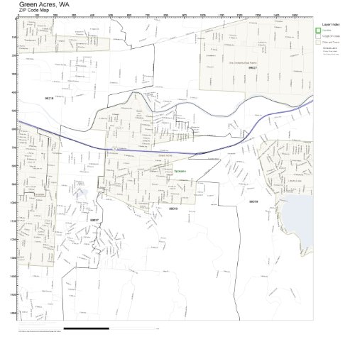ZIP Code Wall Map of Green Acres, WA ZIP Code Map Laminated: Amazon.com ...
