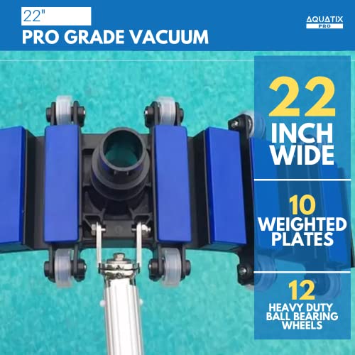 Aquatix Pro Pool Vacuum Head, 22″ Extra Large Commercial Grade, 10 ...