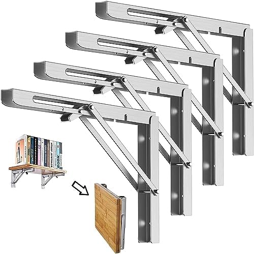 GNCLOUD 4pcs Folding Shelf Bracket 6 inch, Stainless Steel Collapsible ...