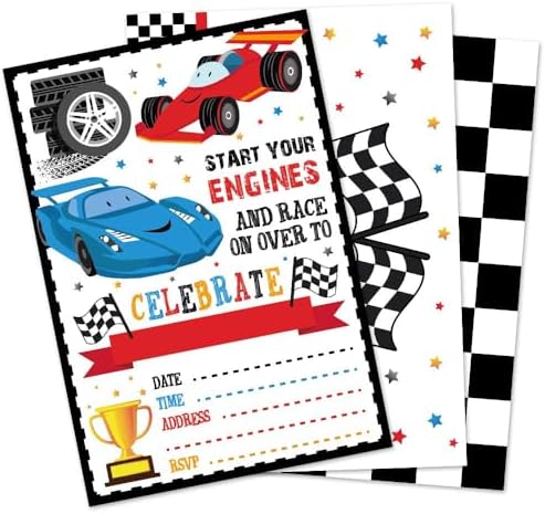 WERNNSAI Racing Invitation Cards with Envelopes - Pack of 20 Party ...
