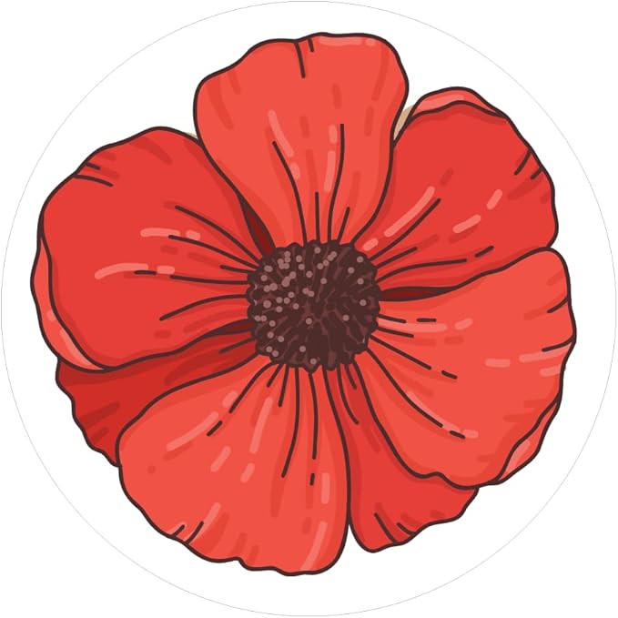 Pack of 18 Transparent Poppy Stickers (65 mm) Poppy Decorations Decals ...