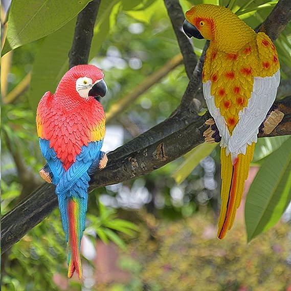 The Decorshed Parrot Hanging Garden Statues,Realistic Parrot for ...