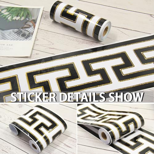 GKKBUFF Modern Geometric Wall Covering PVC Wallpaper Border Borders ...