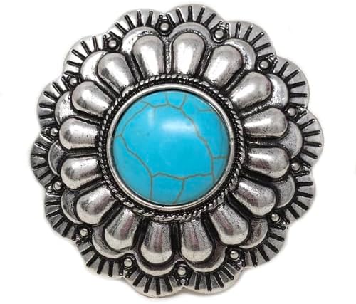 Emulily Western Concho Scarf Slide Western Ring 24MM Boho (Turquoise ...