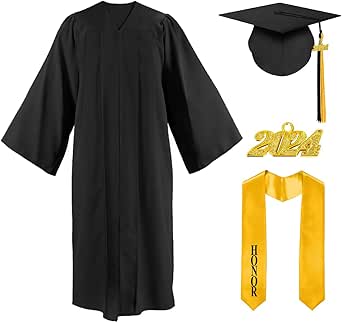 Amazon.com: Misscom Matte Unisex Graduation Gown Cap Tassel Adults Set ...