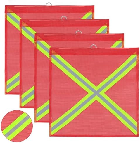 Amazon.com: 4 Pieces 18 x 18 Inch Reflective Safety Flags with Wire ...