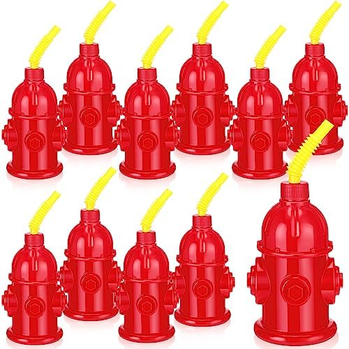 Amazon.com: Panitay 24 Pcs 10oz Straw Fire Hydrant Cups with Lids ...