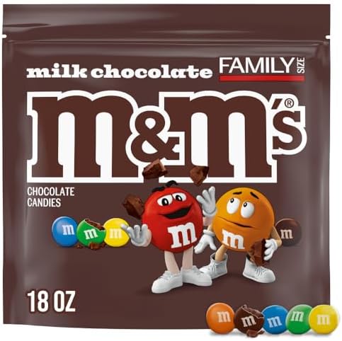 Amazon.com : M&M'S Milk Chocolate Candy, Family Size, 18 oz Resealable ...