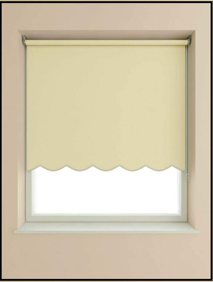 Vinyl Shades Scalloped Hem Banlite Plain Bottom Cordless Rollup Window
