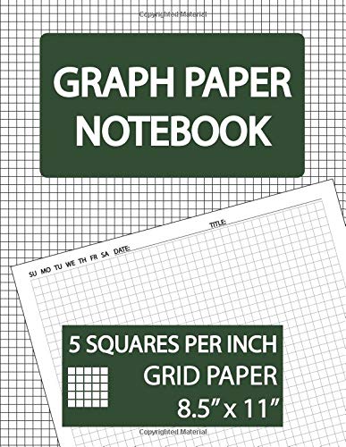 Graph Paper Notebook 5 Squares per Inch Grid Paper: Squared Graphing ...