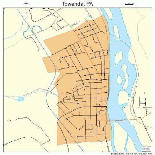 Amazon.com : Large Street & Road Map of Towanda, Pennsylvania PA ...