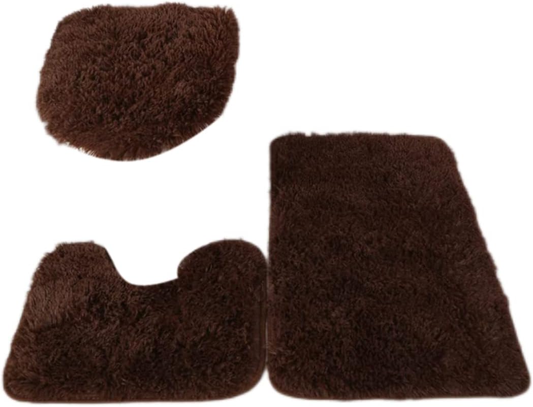 3 Piece Bathroom Rug Set Includes Bath Rug, Contour Mat & Toilet Lid ...