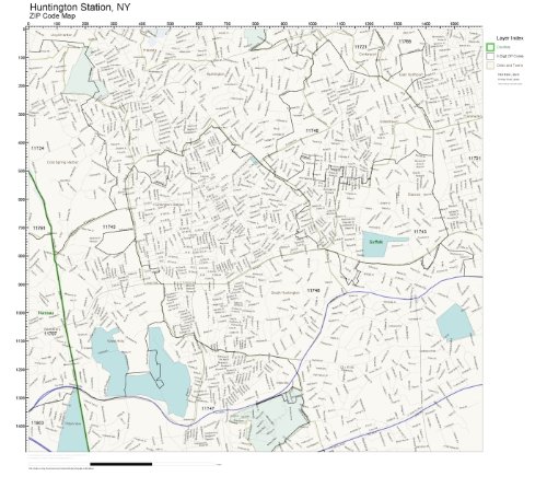 ZIP Code Wall Map of Huntington Station, NY ZIP Code Map Not Laminated ...