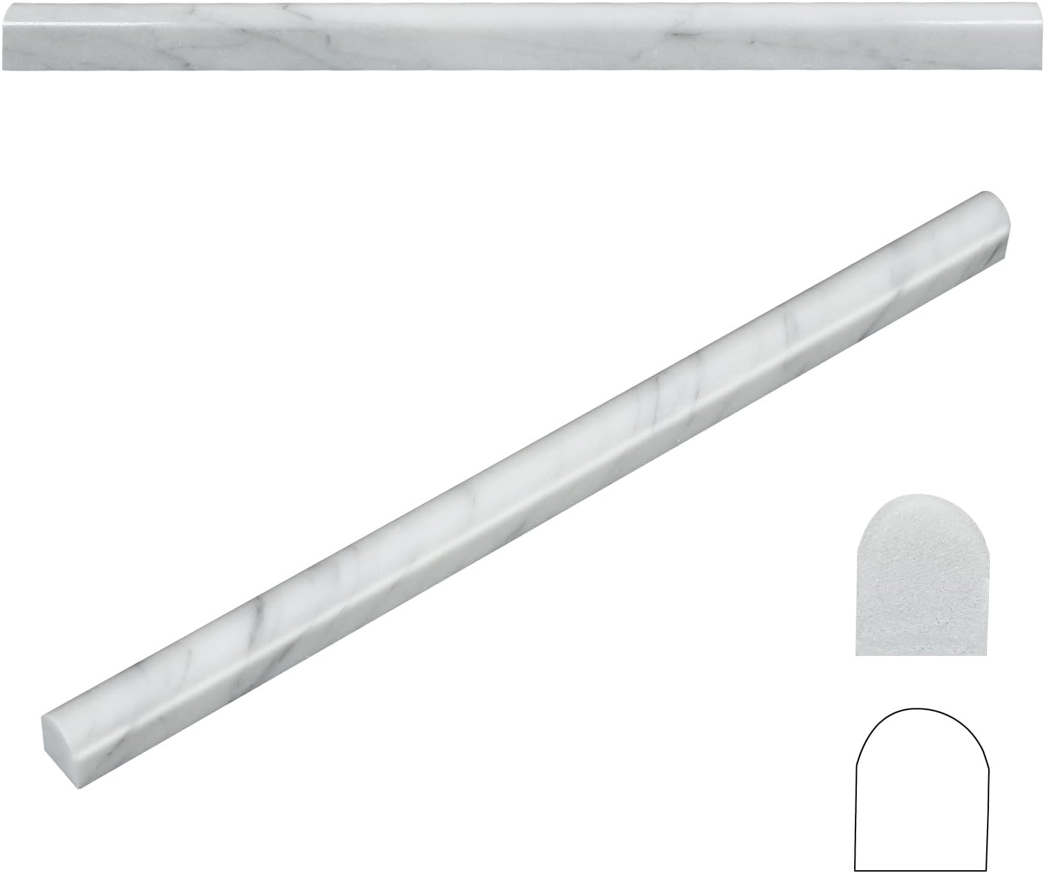 Stone Center Online Carrara White Marble 5/8x12 Pencil Liner Trim ...