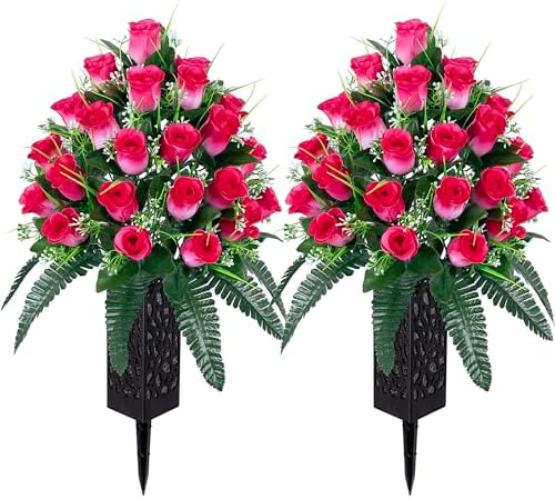 Amazon.com: LVXINLI Artificial Cemetery Flower-Outdoor Grave Saddle ...