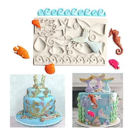 SEA Creature Mould Mermaid Fish Tail Mold, Silicone Fondant Mold ...