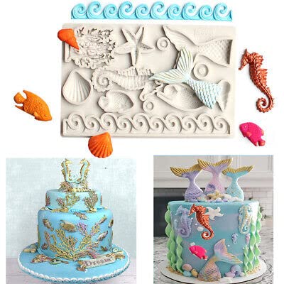 SEA Creature Mould Mermaid Fish Tail Mold, Silicone Fondant Mold ...