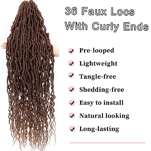 ZIYANGBABA 36 Inch Faux Locs With Curly End 6 Packs Soft Locs Crochet ...