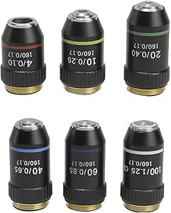 Amazon.com: Microscope Kit 195 Achromatic Objective Lens 4X 10X 20X 40X ...