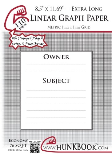 Linear Graph Paper, 1mm Grid (MSL1X-110 pages): ExtraLegal Size ...
