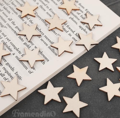 Snapklik.com : 100 Pack 50mm Wooden Stars Pieces 2 Inch Unfinished Wood ...