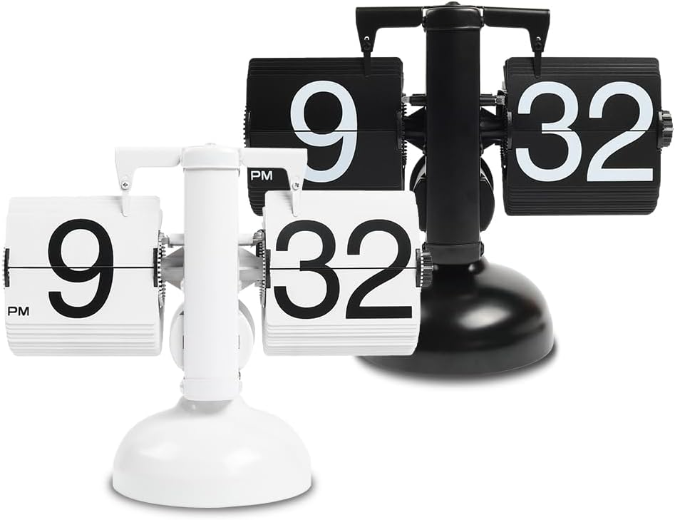 Amazon.com: mooas Flip Desk Clock Bundle (Black & White), Retro Vintage Design Auto Flip Desk ...