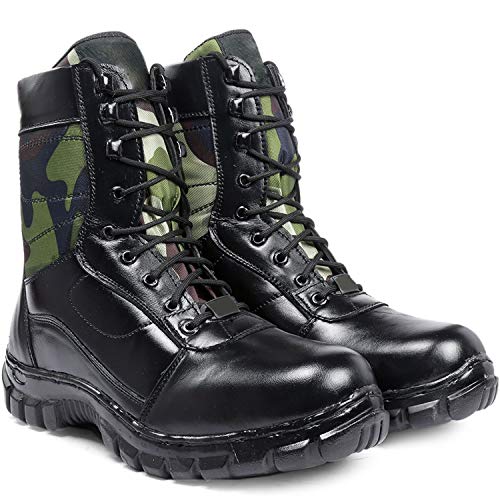 Buy PARA COMMANDO Men's Black Genuine Leather Long Commando Safety Boot ...