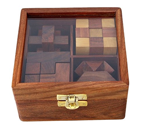 S S Collection 4-in-One Wooden Puzzle Games Set - 3D Puzzles : Amazon ...