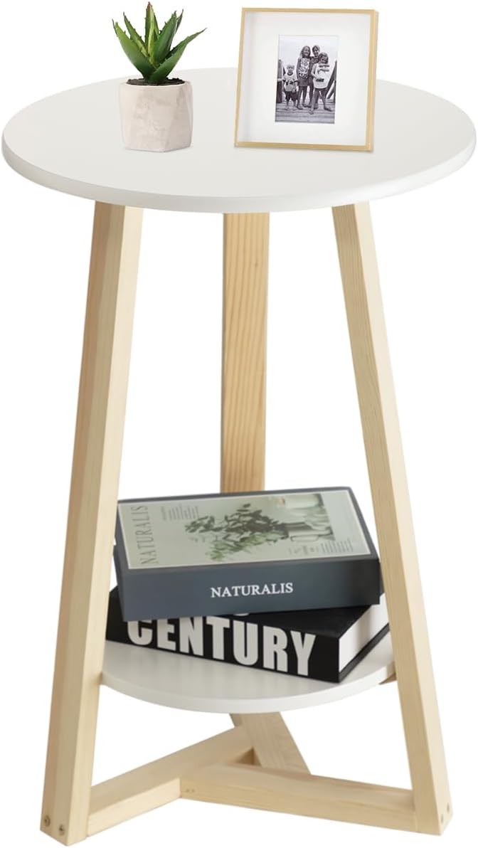 Amazon.com: Funecy Round End Table with Storage for Living Room, Modern ...
