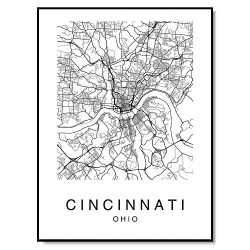 Amazon.com: Cincinnati Map Poster Ohio USA City Map Street Art Print ...