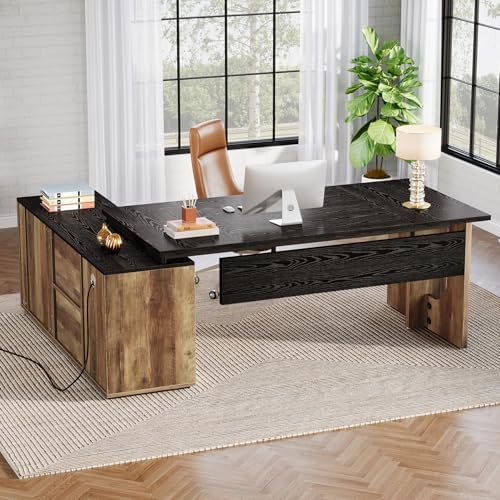 Amazon.com: Tribesigns 85.8" L-Shaped Executive Desk, Extra Large ...