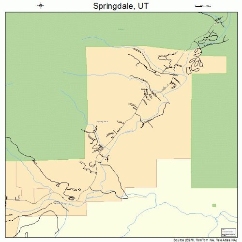 Large Street & Road Map of Springdale, Utah UT - Printed poster size ...