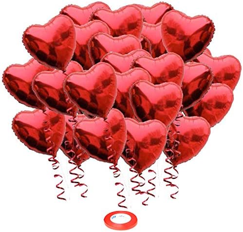 AMFIN® (Pack of 25) 9 Inch Red Heart Shaped Balloons/Heart shape ...