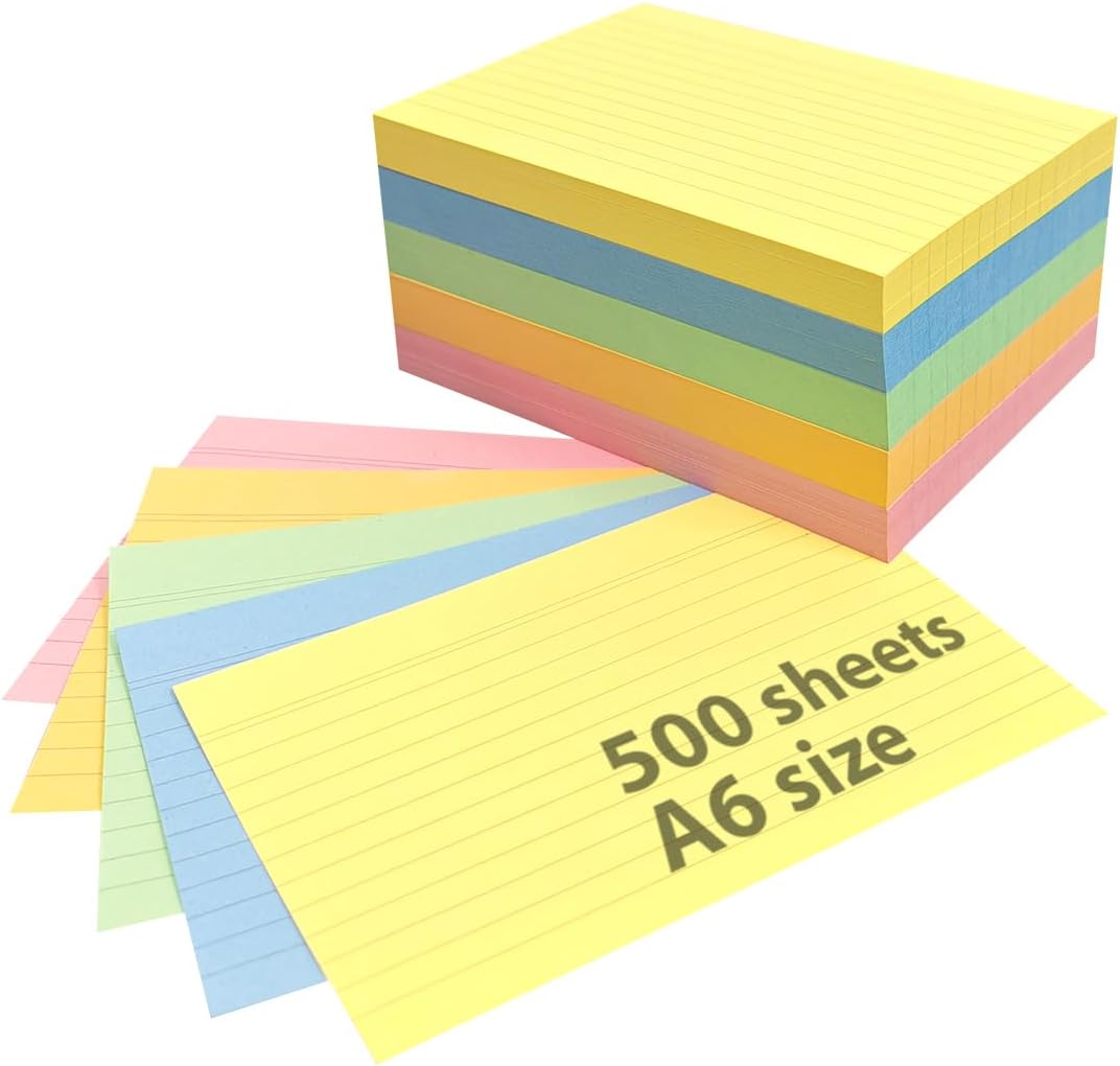 Amazon Basics A6 Ruled Index Cards, Assorted Neon Colours (Pack of 200 ...