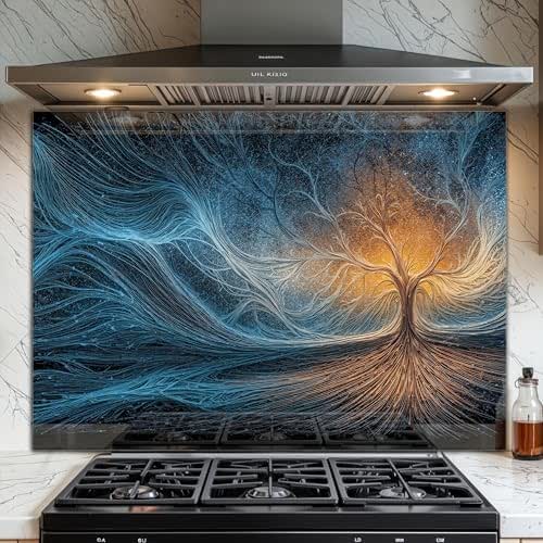 Amazon.com: Tempered Glass Backsplash for Kitchen - Easy to Clean ...
