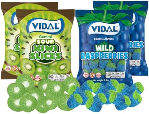 Amazon.com : Sour Gummy Candy Bundle, Vidal Sour Kiwi Slices & Sour ...