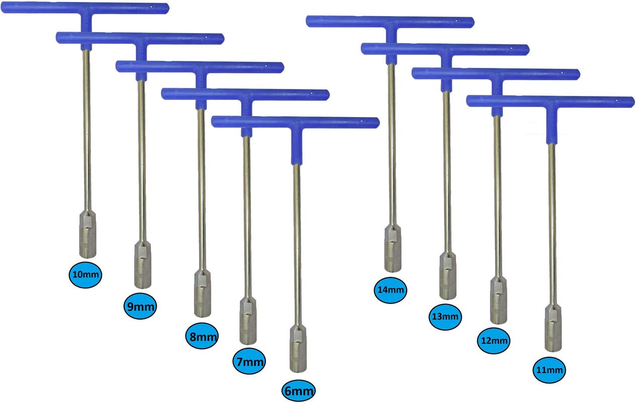 Inditrust 9Pcs Hex T-Socket Spanner Set Size (6,7,8,9,10,11,12,13 & 14 ...