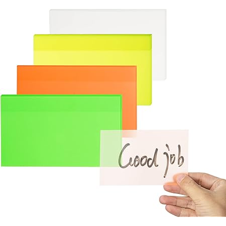 Amazon.com : 3x5 Inch Transparent Sticky Notes, 200 Sheets 4 Colors ...