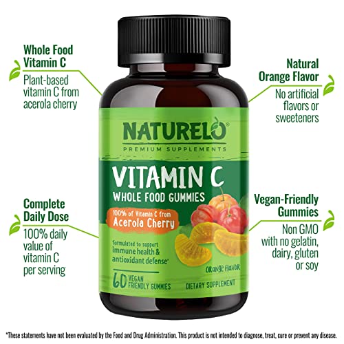 NATURELO Gummies de Vitamina C de Alimentos Integrais, Vitamina C da ...