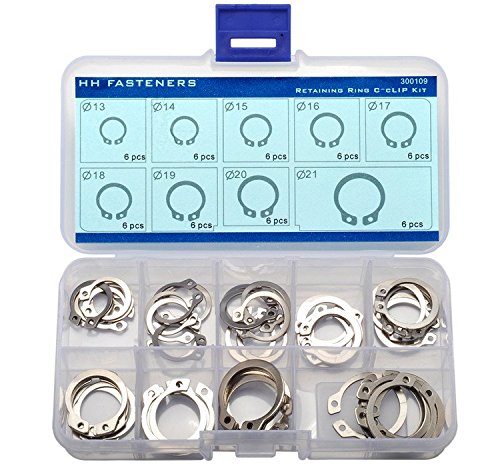 External Retaining Ring STW Assortment Set, Pack 54 Piece, Stainless ...