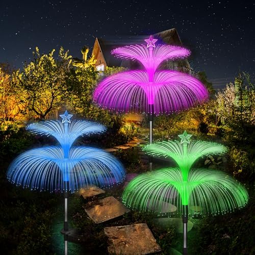 Amazon.com : Solar Garden Lights 3 Pack Waterproof Outdoor 7 Color ...