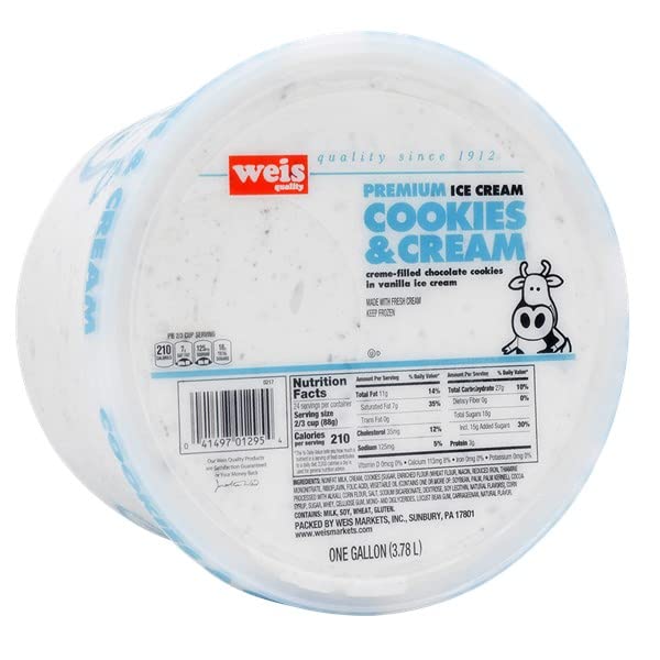 Amazon.com: Weis Quality, Ice Cream Cookies And Cream Gallon, 128 Fl Oz ...