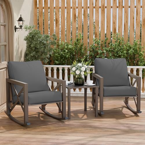 Amazon.com: LAUSAINT HOME 3 Pieces Rocking Bistro Set, Outdoor Patio ...