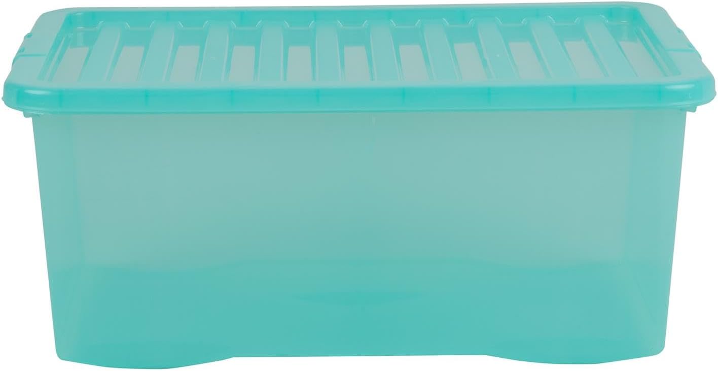 Wham Crystal 45 Liter Storage, Heavy Duty Plastic Storage Box With Lids ...