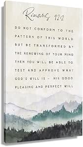 Amazon.com: Romans 12 2 Bible Verse Wall Art Scripture Poster Vintage ...