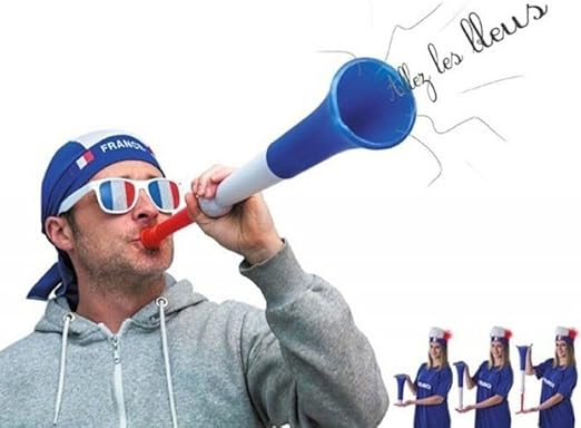 Gran Trompeta Vuvuzela Francia de 59 cm Potencia Azul Blanco Rojo ...