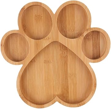 Amazon.com: Paw Shaped Serving Tray with 5 Grooves 10 inch Wooden ...