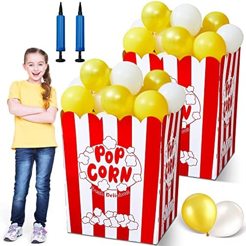 Amazon.com: Giant Popcorn Box with Balloons and Balloons Pump Large ...