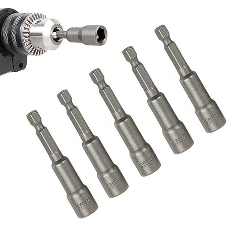 uptodateproducts 5Pcs 8mm Silver Magnetic Hex Socket Tech Screw Driver ...